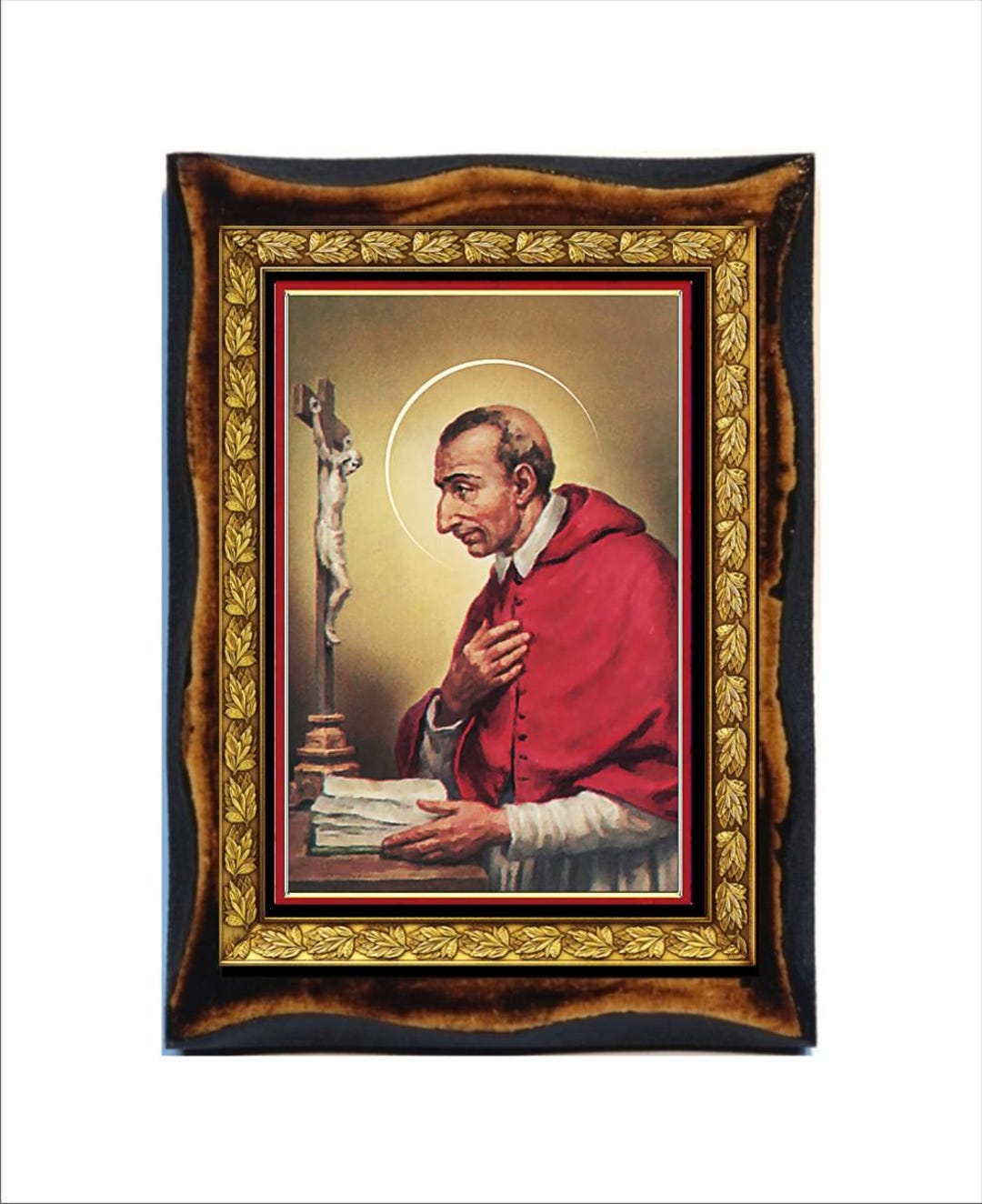 Saint Charles Borromeo - Holy Card - Icon on Handmade Wooden Plaque ...