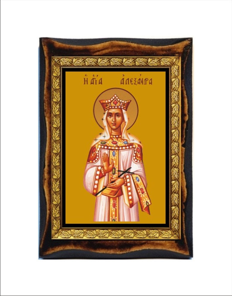 Saint Alexandra - Holy Card - Icon on Handmade Wooden Plaque, Orthodox ...
