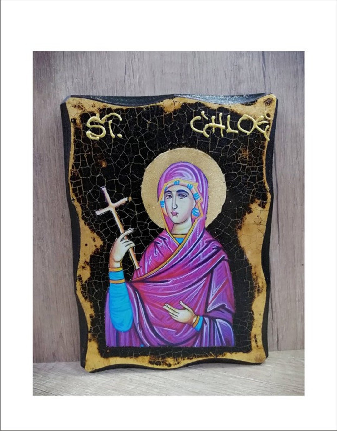 Handmade Saint Chloe Wood Icon With 24K Golden Leaf - Etsy