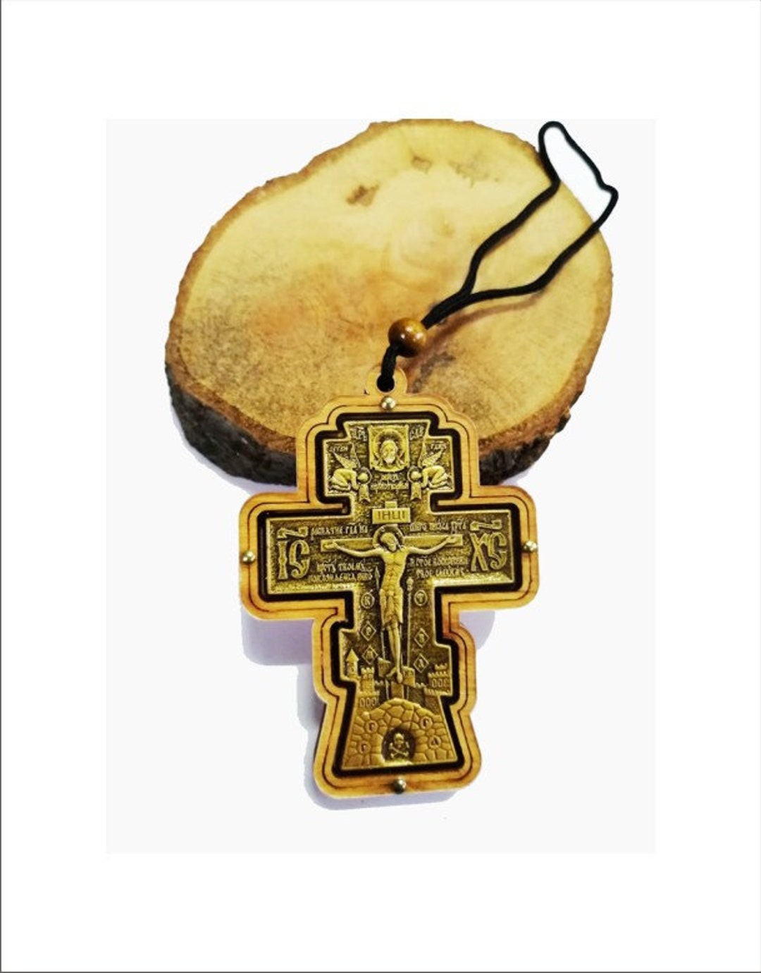 Carved Metal Car Hanging Cross With Plexiglass Cover - Etsy