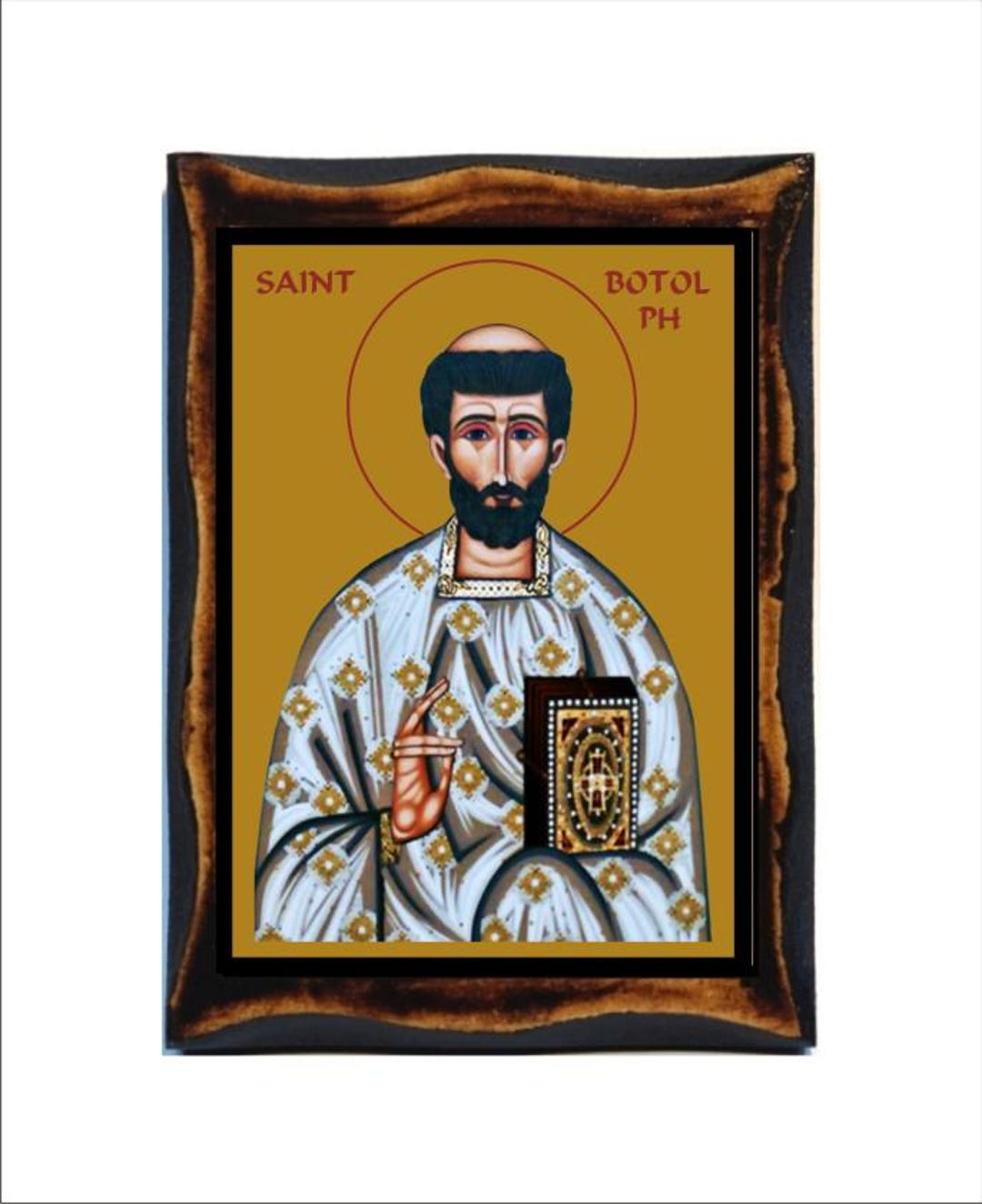 Saint Botolph - Holy Card - Icon on Handmade Wooden Plaque, Catholic ...