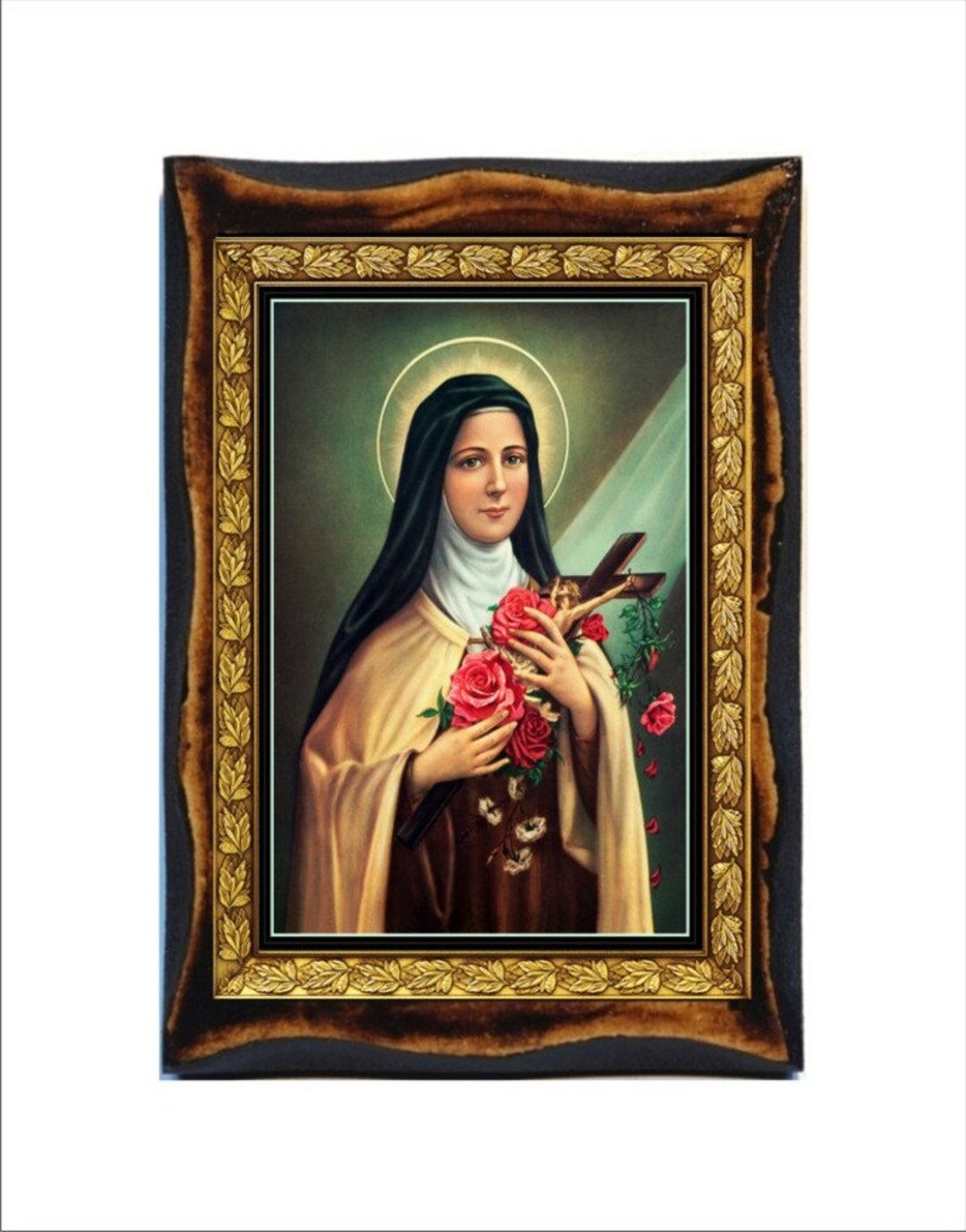 Saint Therese of Lisieux - Holy Card - Icon on Handmade Wooden Plaque ...