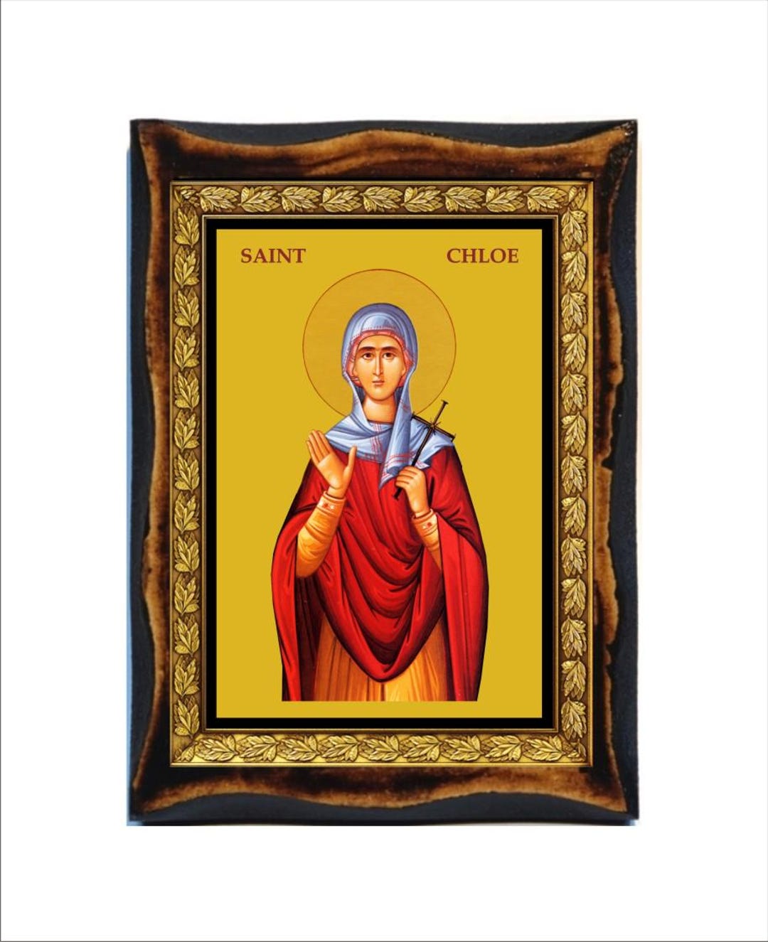 Saint Chloe - Holy Card - Icon on Handmade Wooden Plaque, Catholic ...