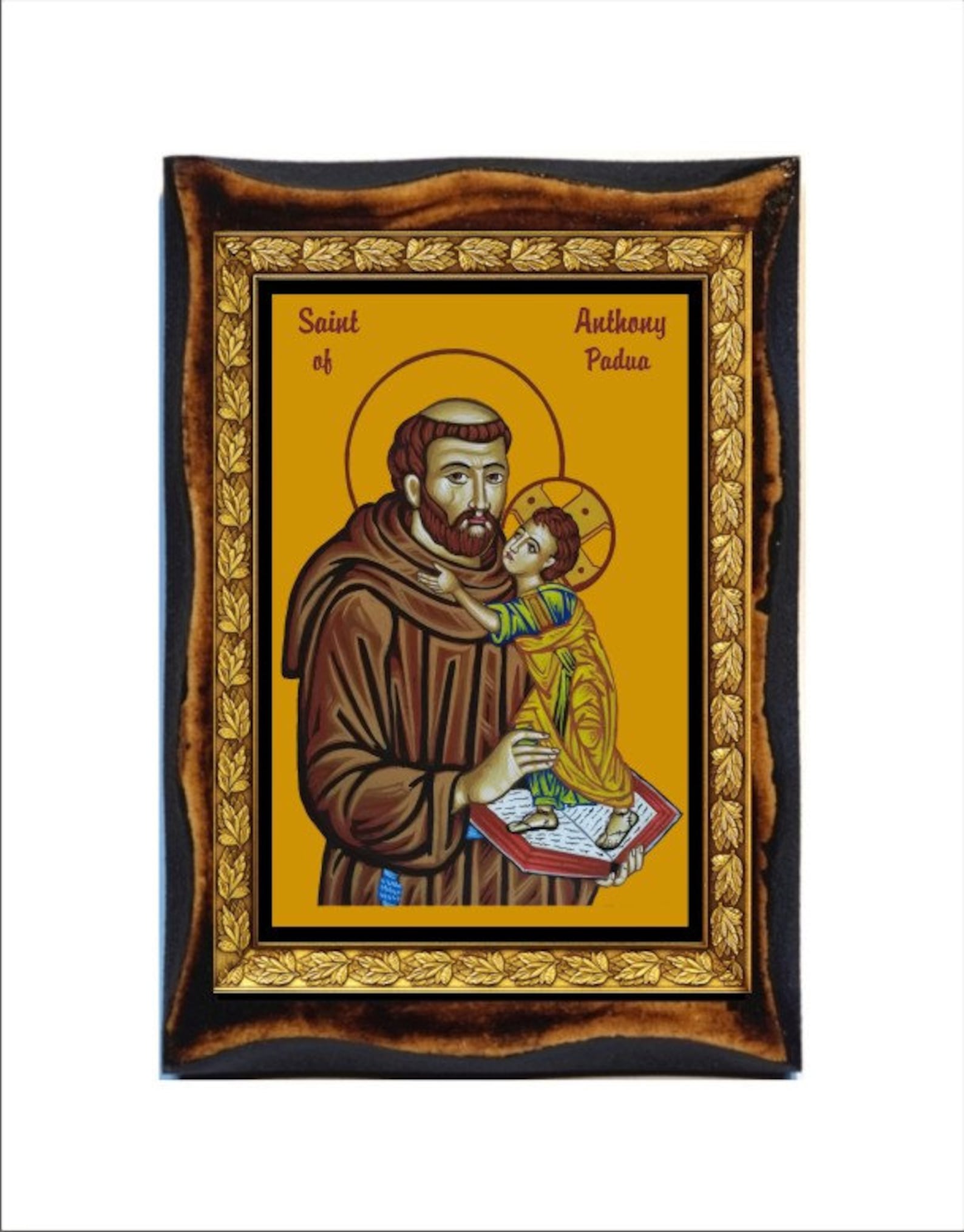 Saint Anthony of Padua - Icon on Handmade Wooden Plaque, Catholic ...