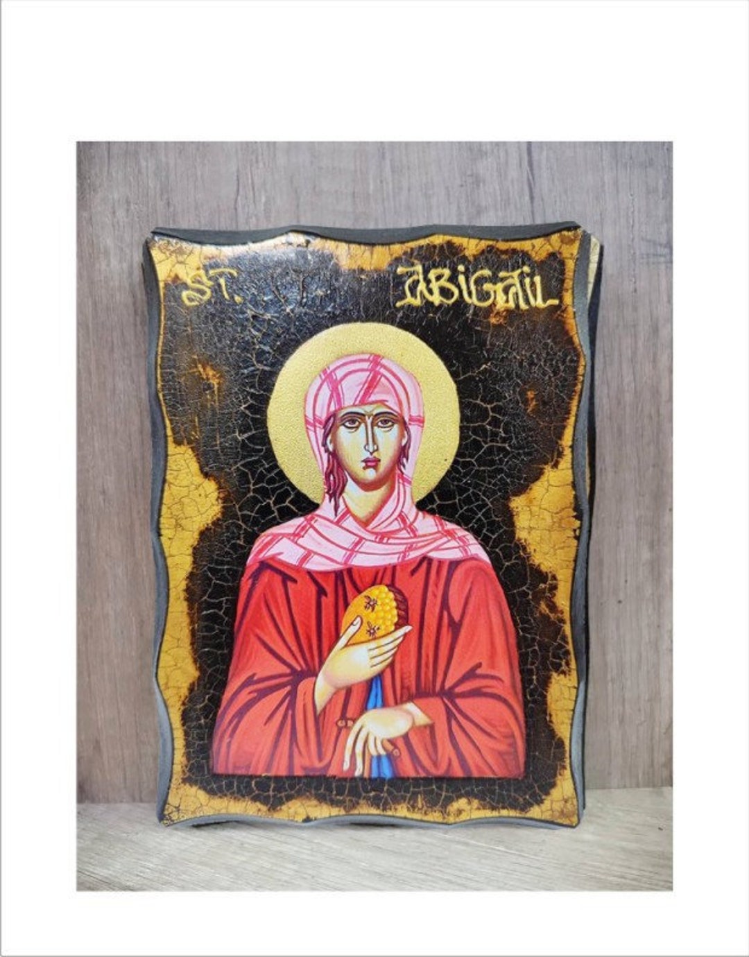 Handmade Saint Abigail Icon: Patron Saint of Bees, 24K Gold Leaf Plaque ...