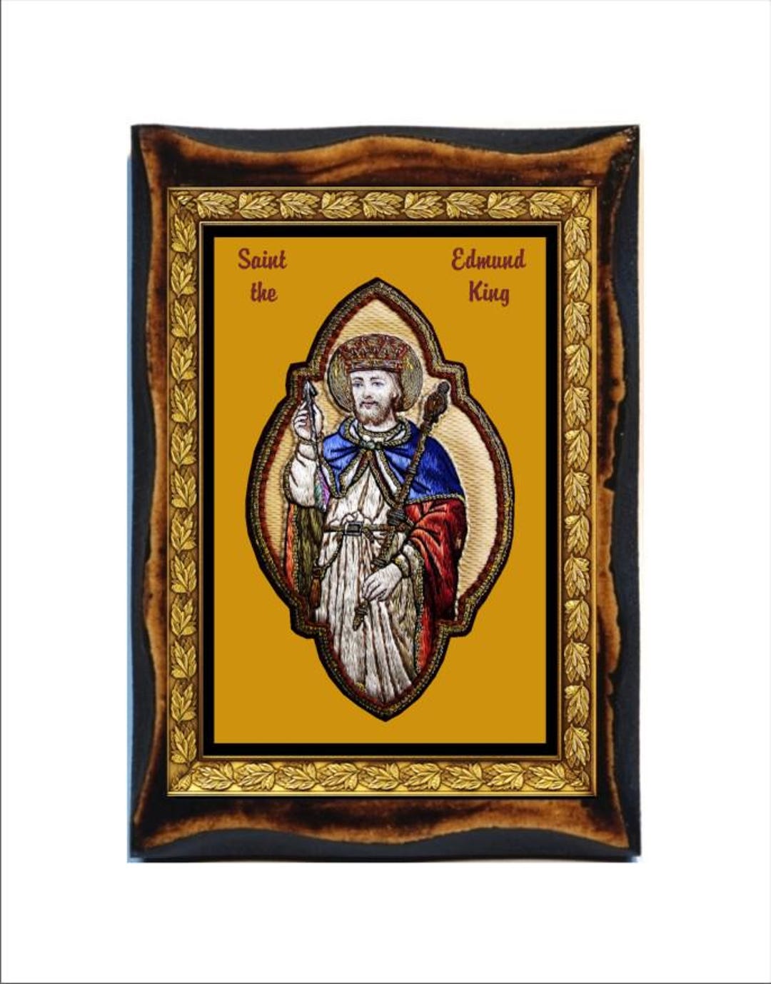 Saint Edmund - Holy Card - Icon on Handmade Wooden Plaque, Catholic ...