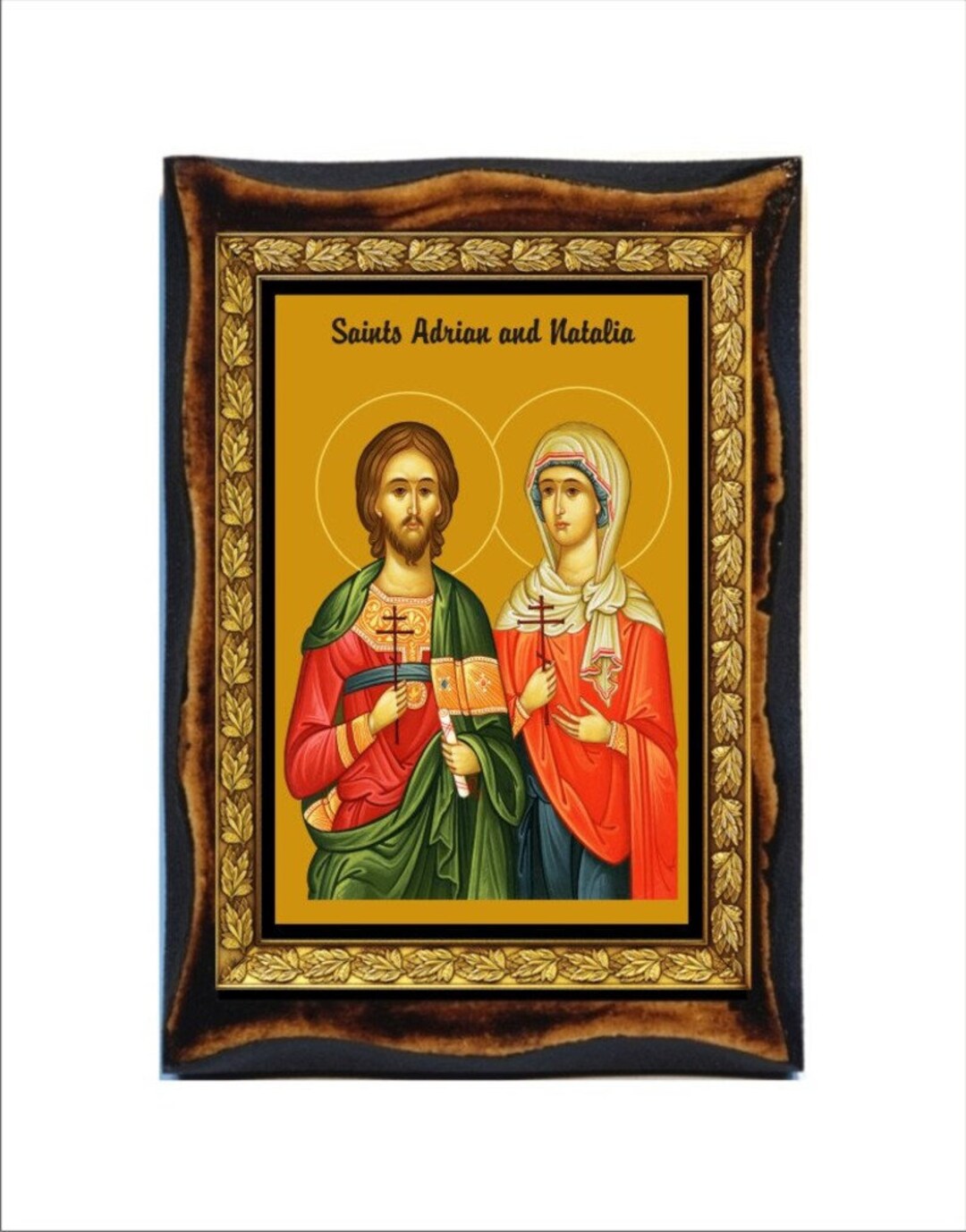 Adrian and Natalia - Holy Card - Icon on Handmade Wooden Plaque ...