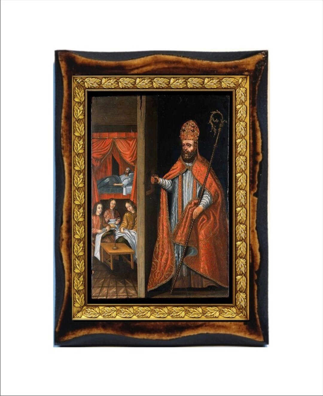 Saint Nicholas - Holy Card - Icon on Handmade Wooden Plaque, Catholic ...