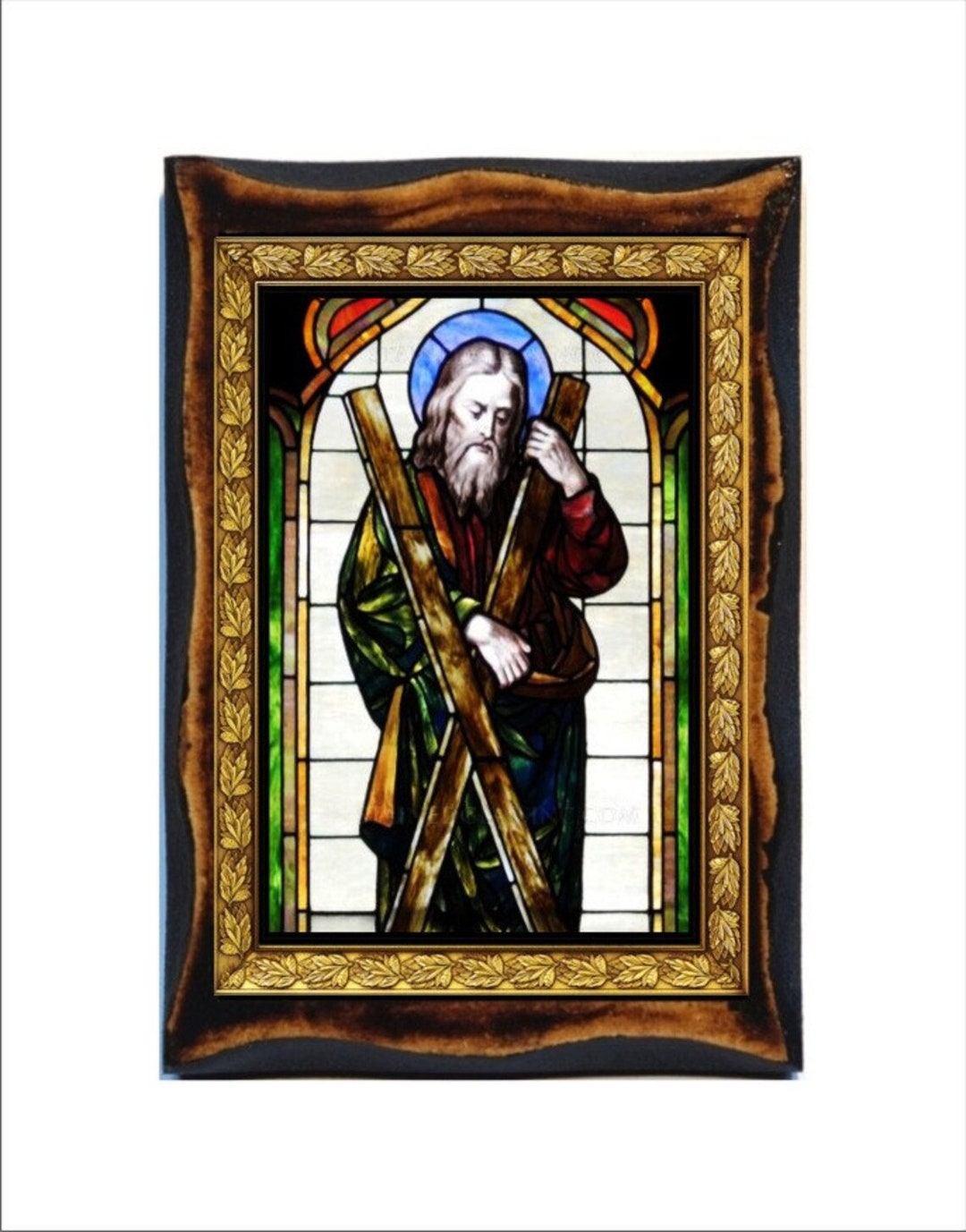 Saint Andrew the Apostle - Holy Card - Icon on Handmade Wooden Plaque ...