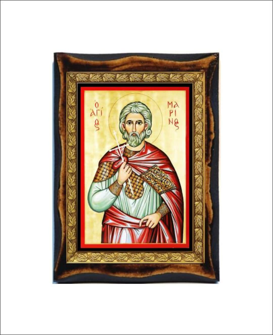 Saint Marinus - Holy Card - Icon on Handmade Wooden Plaque, Orthodox ...