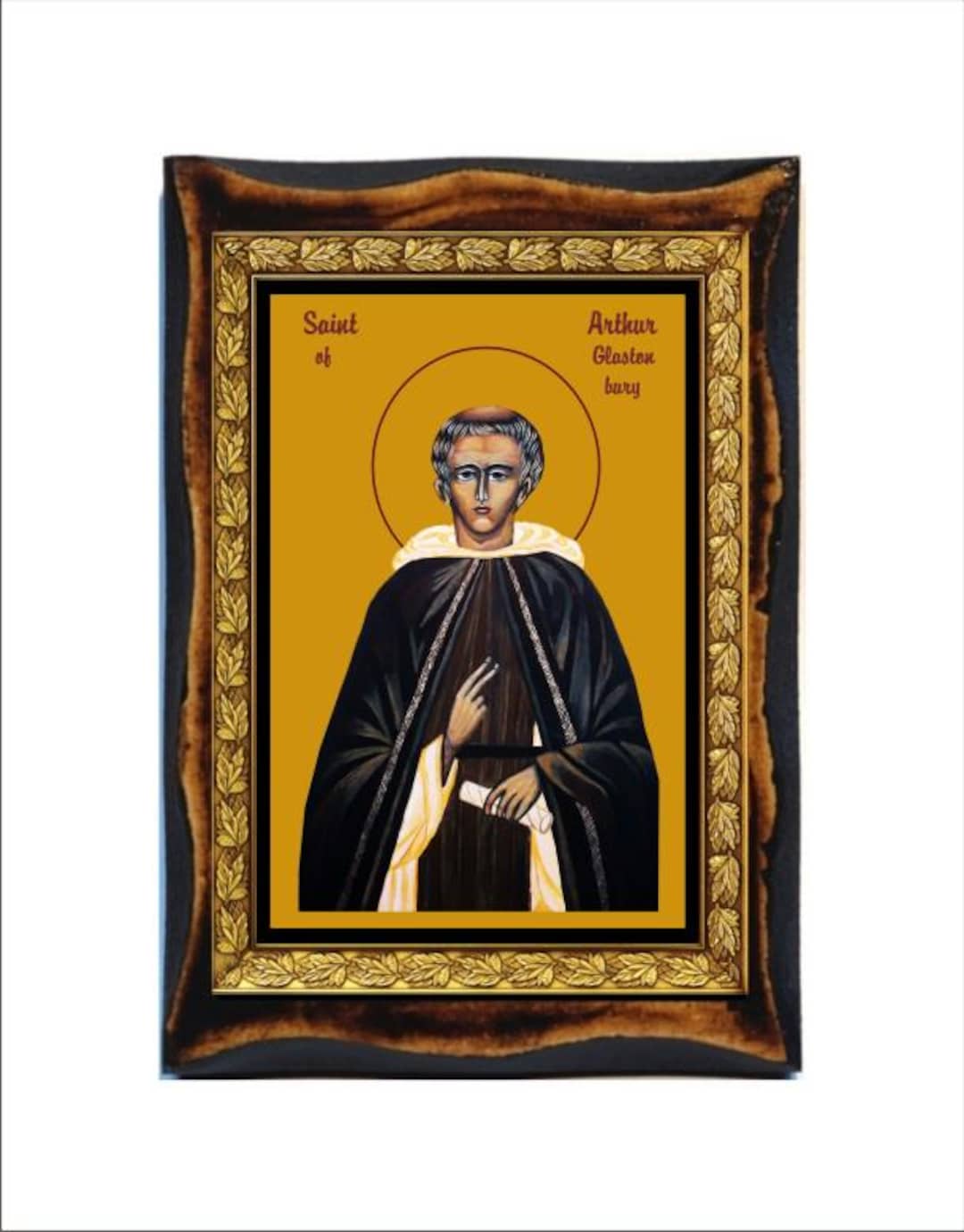Saint Arthur of Glastonbury - Holy Card - Icon on Handmade Wooden ...