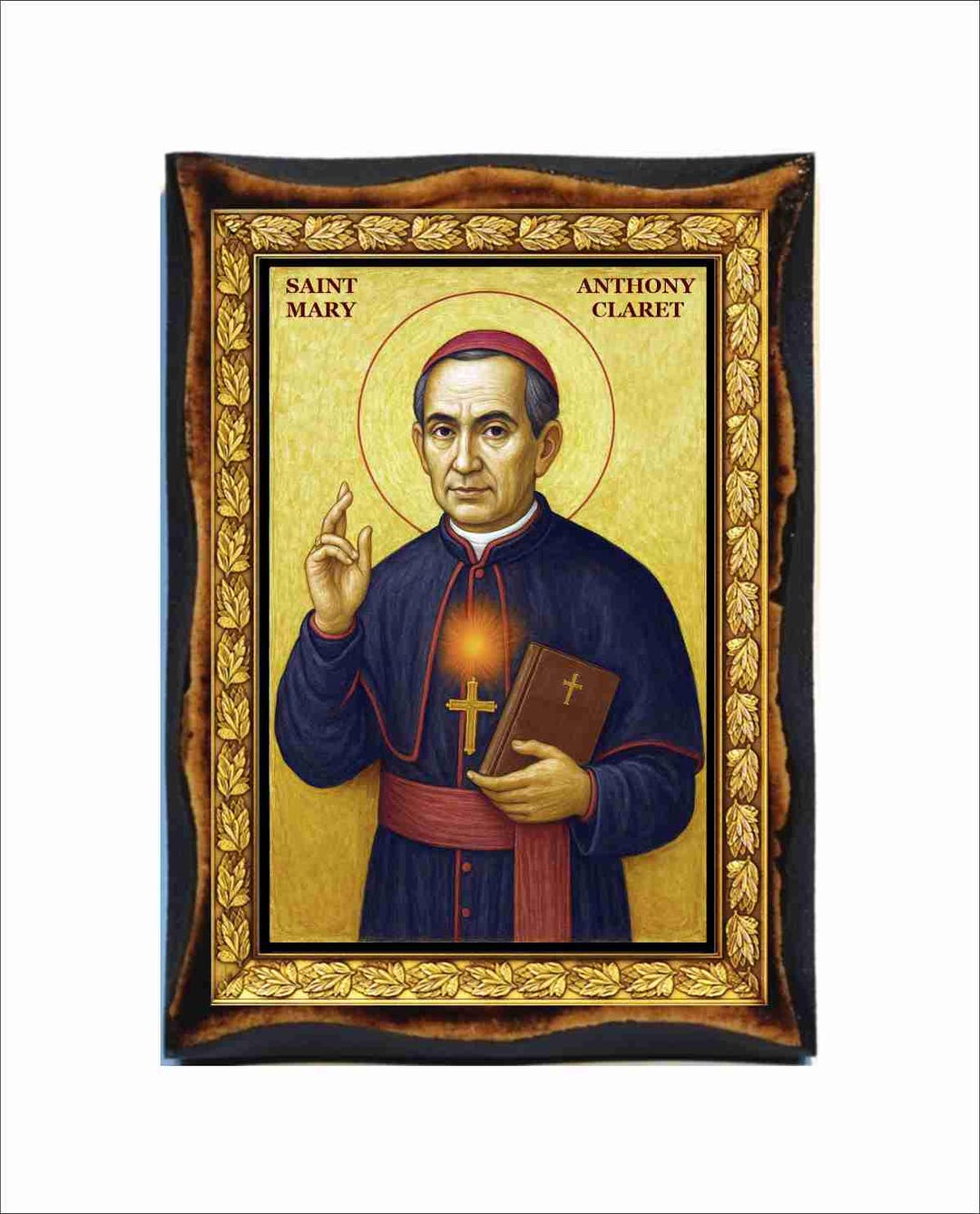 Saint Anthony Mary Claret - Holy Card - Icon on Handmade Wooden Plaque ...