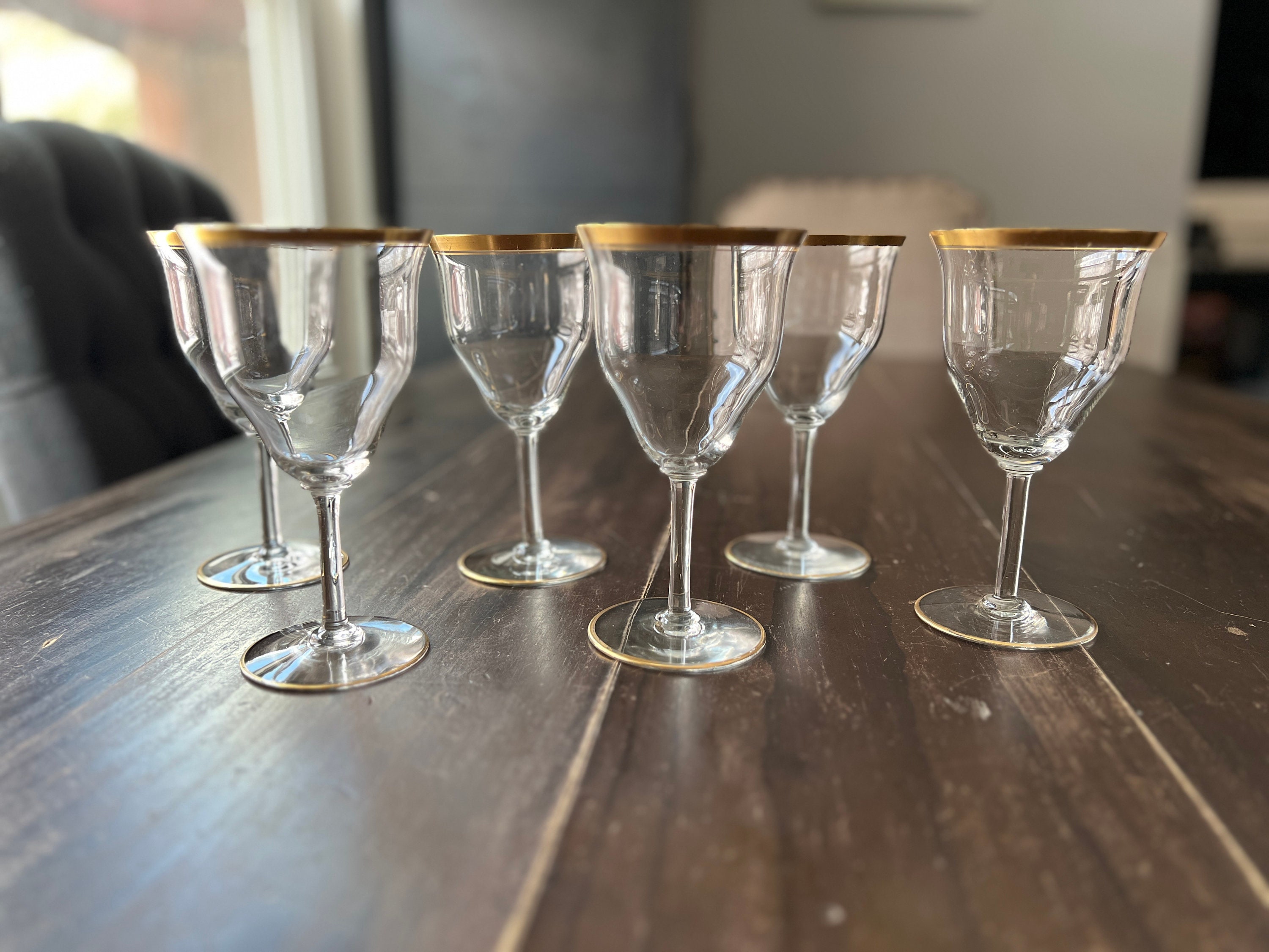 Hawkes 3-1 Gold Rimmed Water Goblets Set of Six - Etsy