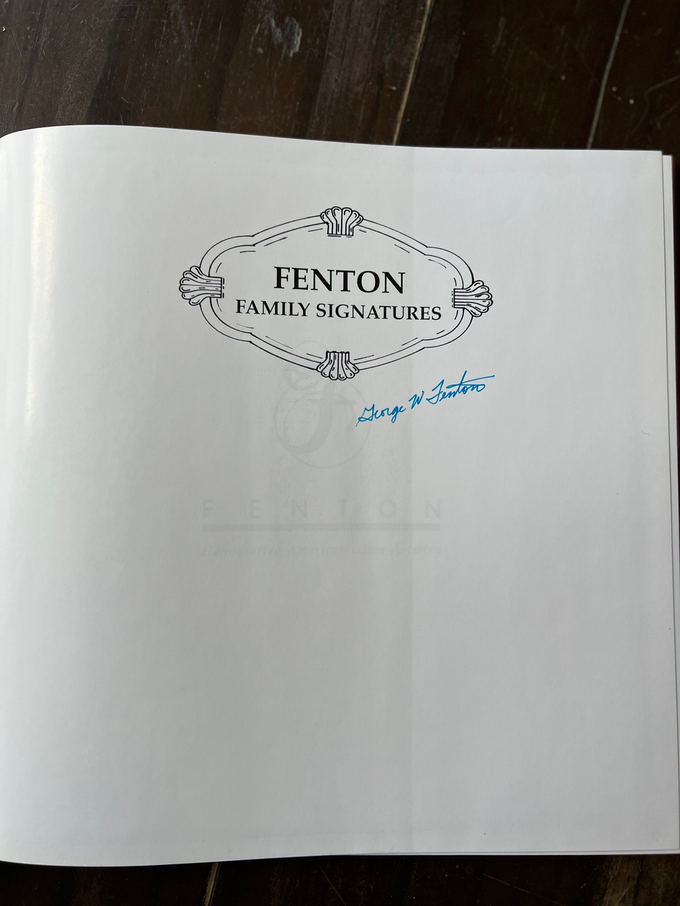 Fenton Glass Book Signed by George W Fenton 100 Year - Etsy