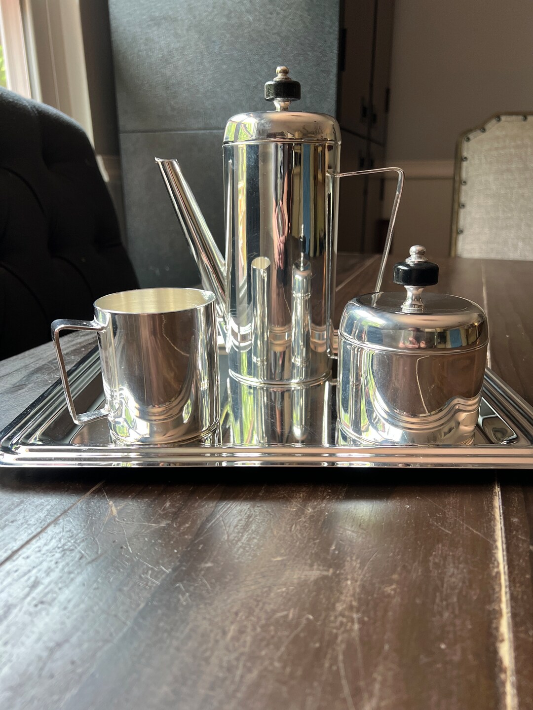 Italian Moderne 1930s Art Deco Silver Plated Coffee Tea Set With Tray ...