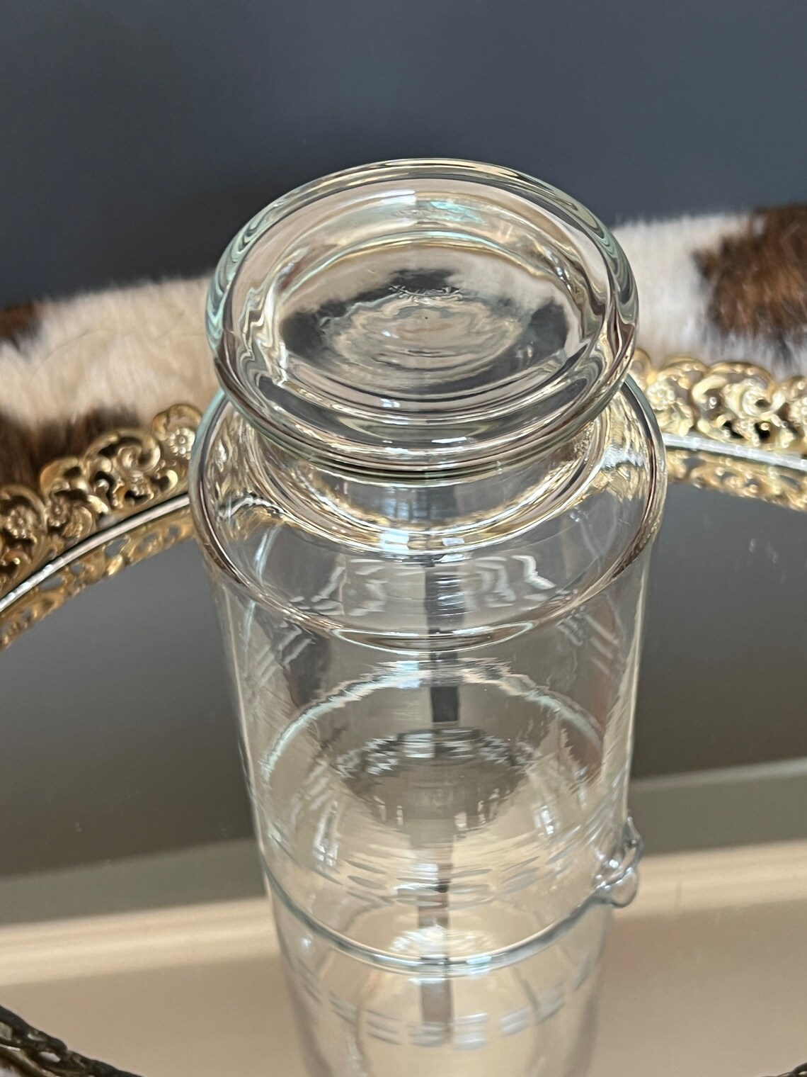 Princess House Etched Glass Cocktail Pitcher Vintage With Stirring ...