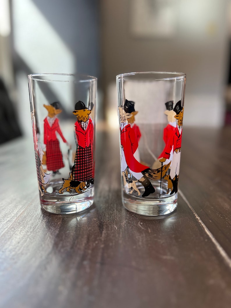 Cera Snooty Foxes Man and Lady Highball Drinking Cocktail Glasses Set ...