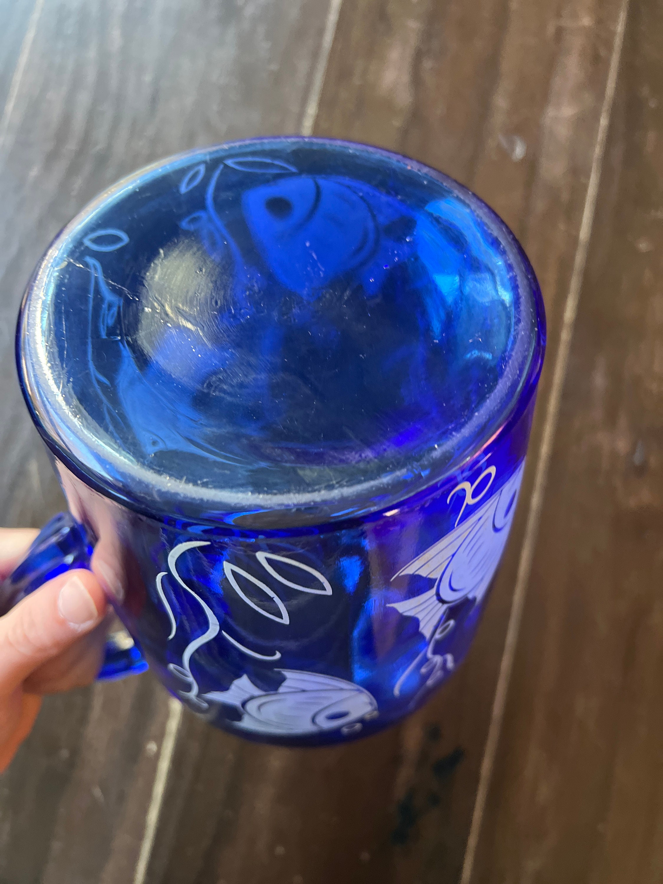 RARE Hazel Atlas Blue Cobalt Angel Fish Pitcher - Etsy
