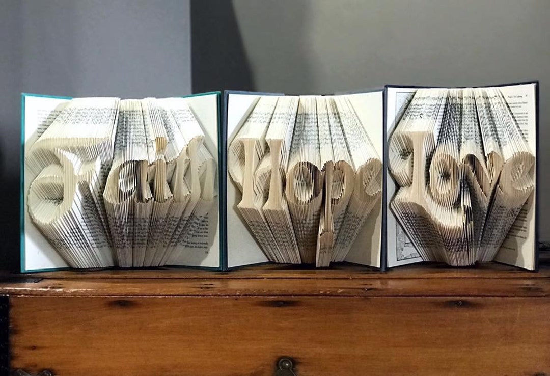 Faith Hope Love Folded Book Art Set - Etsy