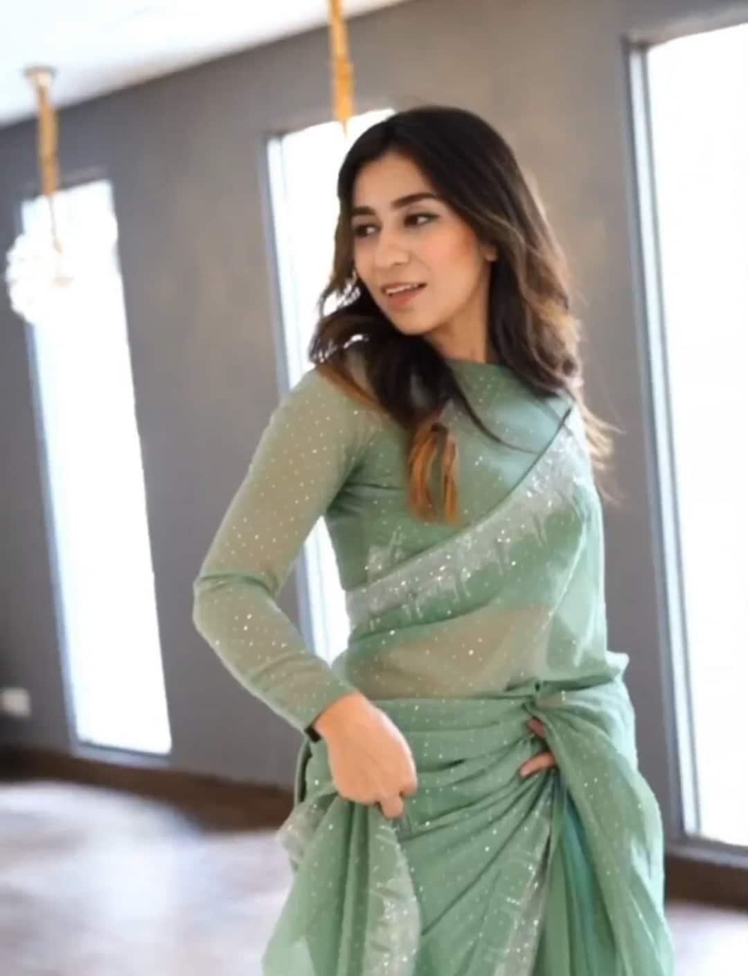 Georgette Party Wear Saree With Sequence Work and Heavy Georgette ...