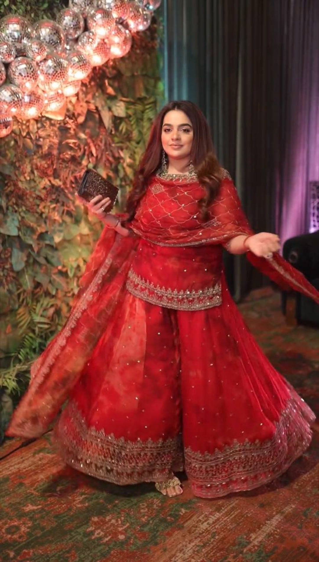 Ready to Wear 3 Piece Red Sharara Suit With Heavy Embroidery Sequence ...