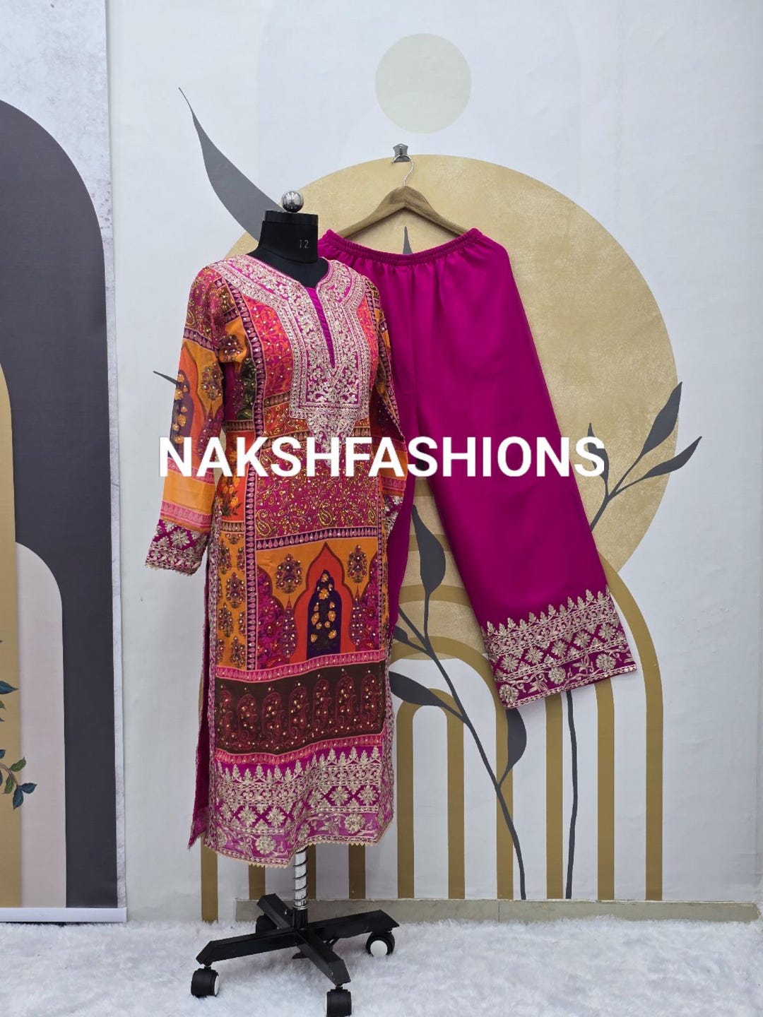 Beautiful Designer Top Pants Suit for Women, Indian Wedding Mehendi ...