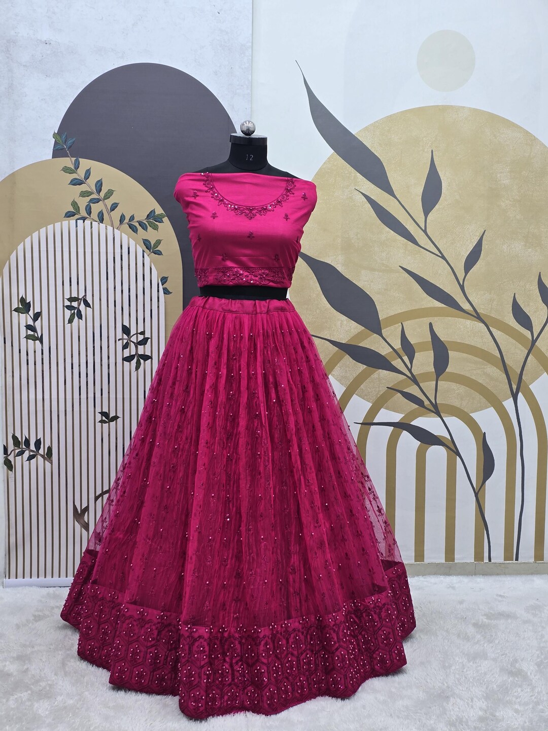 Pink Soft Net Lehenga Choli With Embroidery Sequence Work With Soft Net ...