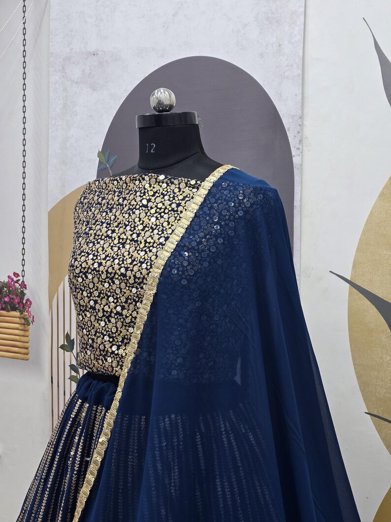 Blue Georgette Lehenga Choli | Indian Wedding Guest Dress | Ready to ...