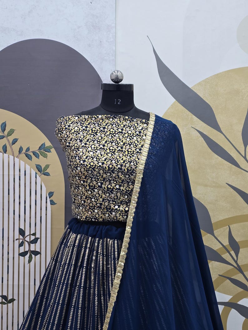 Blue Georgette Lehenga Choli | Indian Wedding Guest Dress | Ready to ...