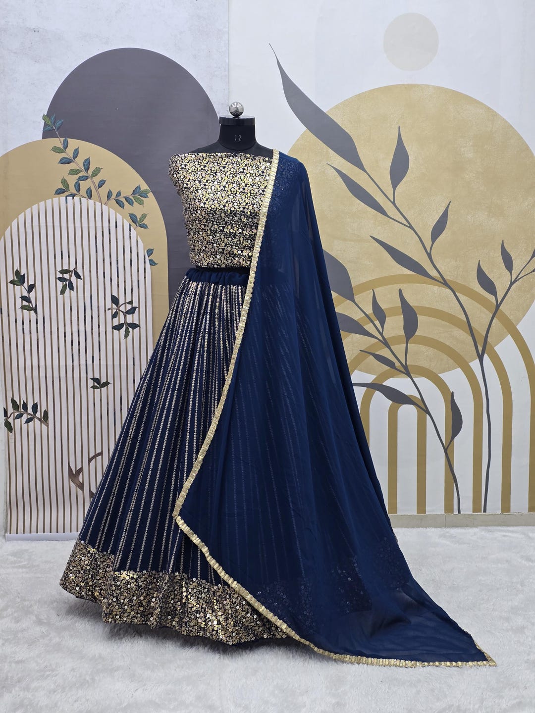 Blue Georgette Lehenga Choli | Indian Wedding Guest Dress | Ready to ...