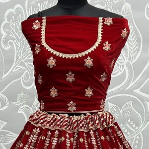 Designer Velvet Lehenga Choli With Thread Embroidery and Dori Work With ...