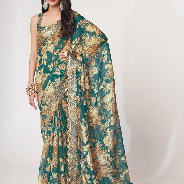 Floral Print Sarees - Etsy