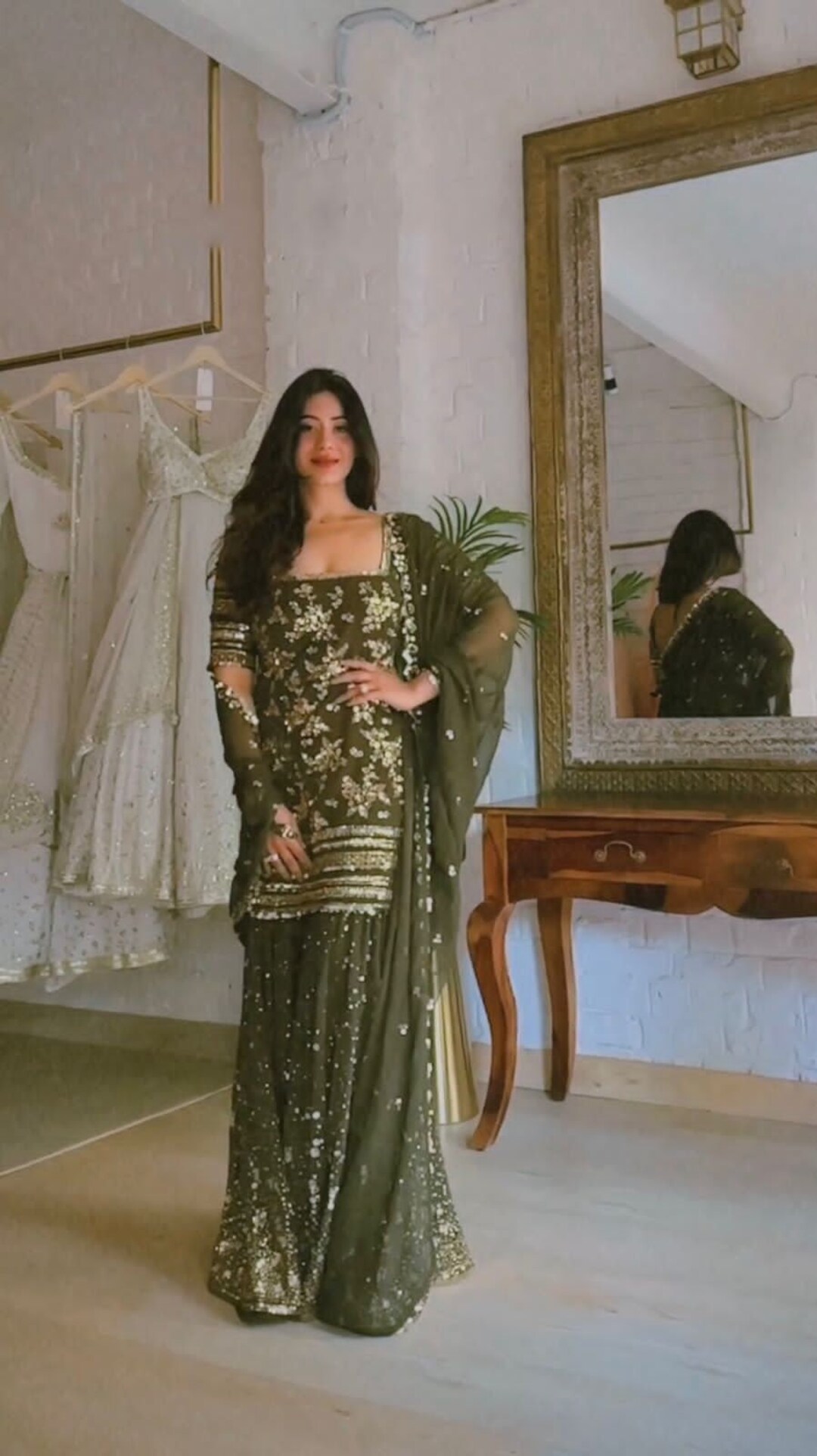 Designer Green Sharara Suit for Women With Sequence Embroidery - Etsy UK