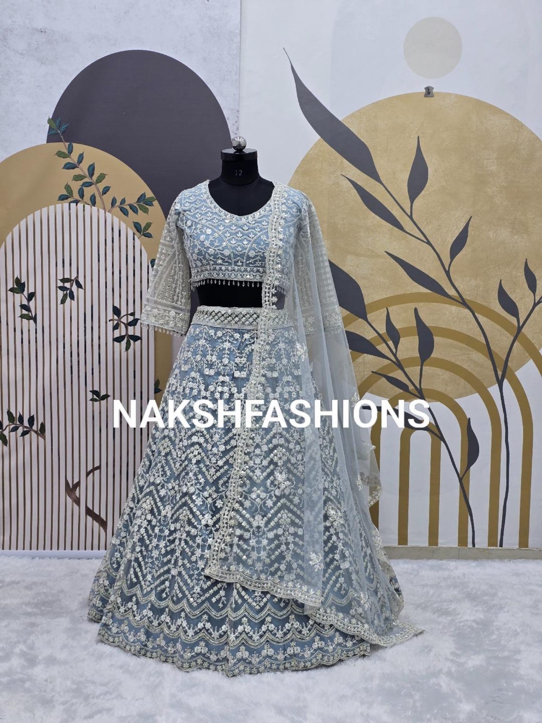 Sky Blue Net Lehenga Choli: Indian Wedding Bridesmaid Dress - Etsy