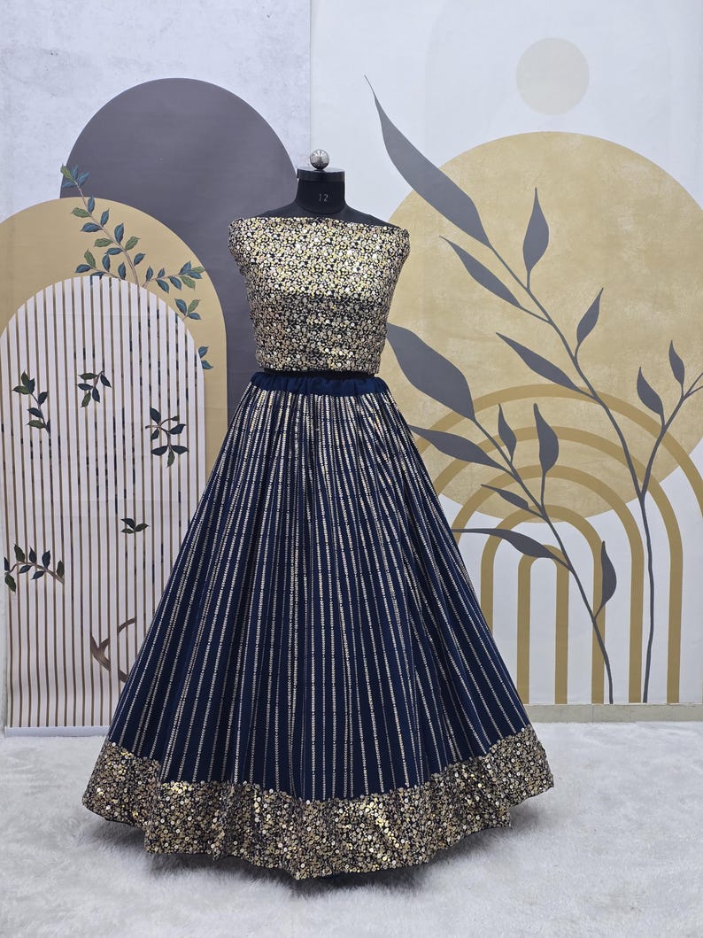 Blue Georgette Lehenga Choli | Indian Wedding Guest Dress | Ready to ...