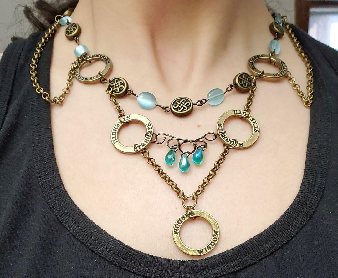 Level up Dnd Siren Necklace – Bronze Chain, Blue Celestial Glass ...