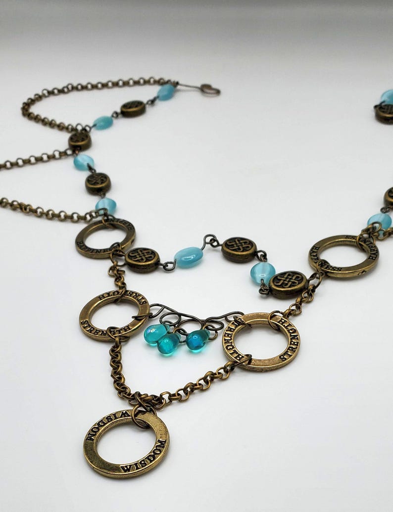 Level up Dnd Siren Necklace – Bronze Chain, Blue Celestial Glass ...