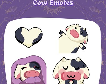 8 Twitch/discord Emotes Cow Emotes Animated Cow Emote Kawaii Cute Cow ...