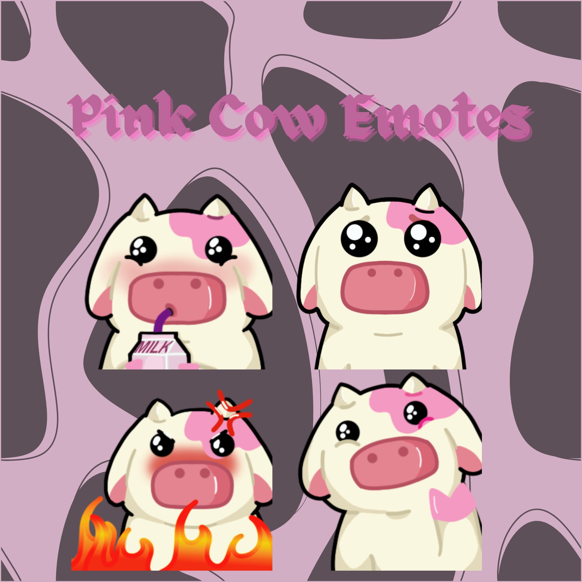 4 Pink Cow Twitch/discord Emotes - Etsy