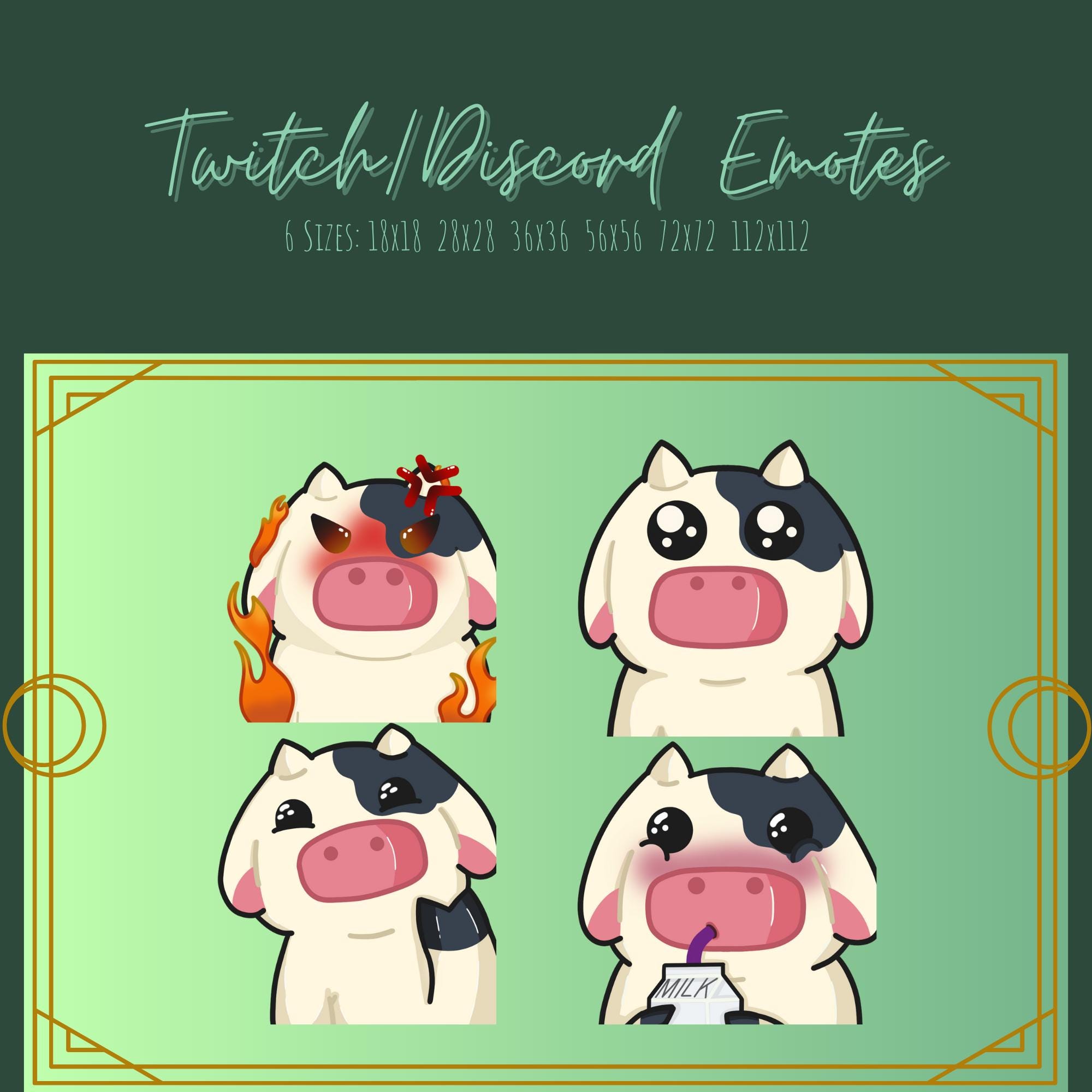 4 Cow Emotes for Twitch/discord - Etsy