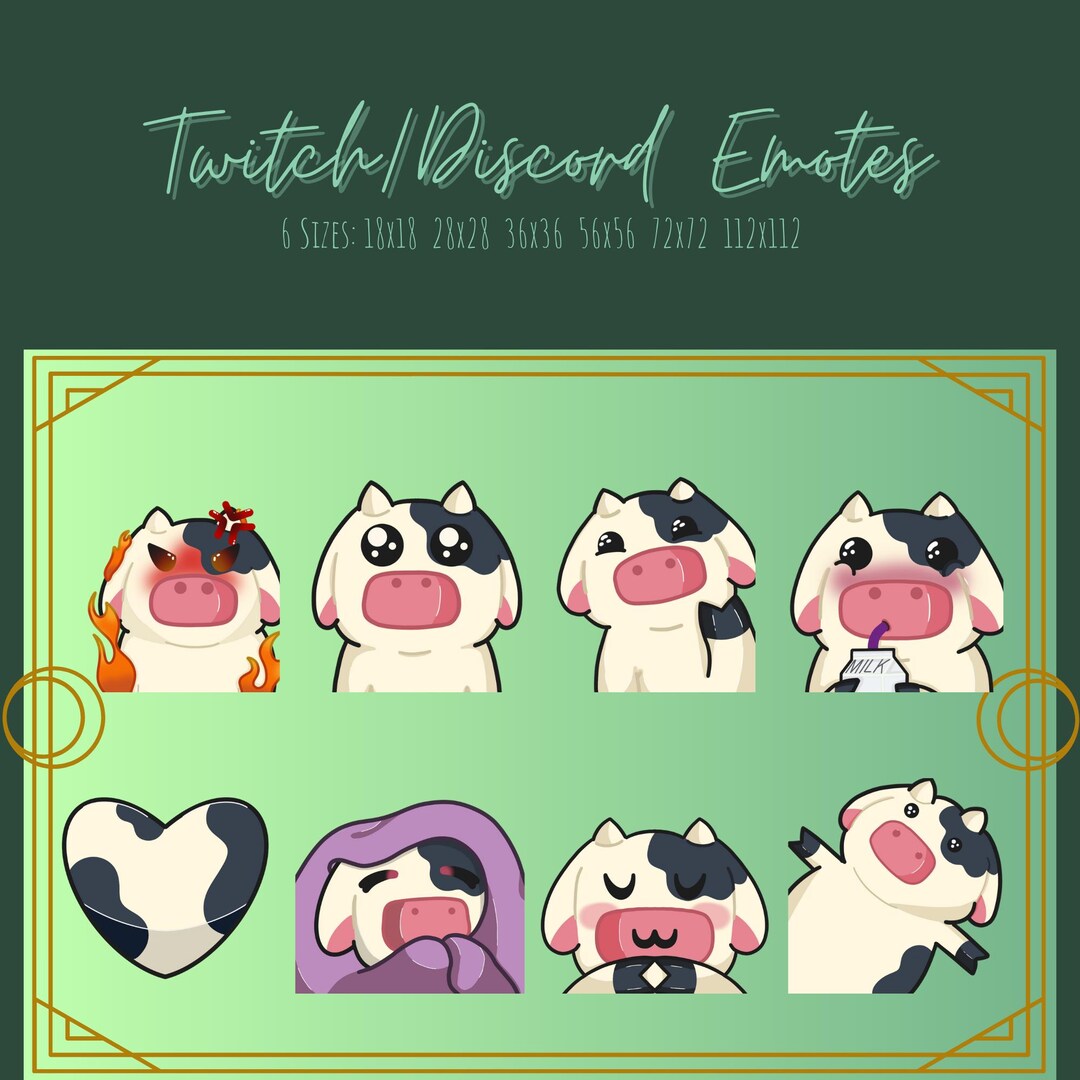 8 Cow Twitch/discord Emotes - Etsy