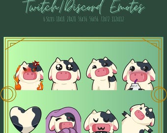 Brown and White Highland Cow Emotes 10 Cute Cow Twitch & Discord Emotes ...