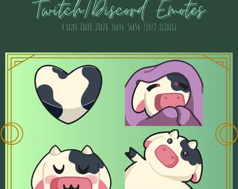 Brown and White Highland Cow Emotes 10 Cute Cow Twitch & Discord Emotes ...