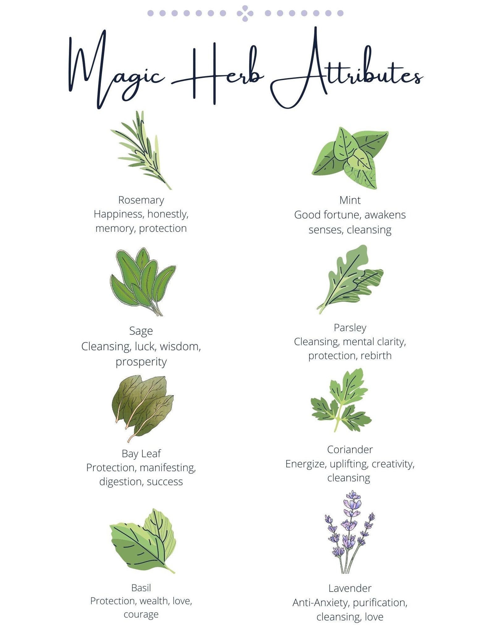 Magic Herb Guide | Common Herb Uses | Herbal Magic Template | Grimoire ...