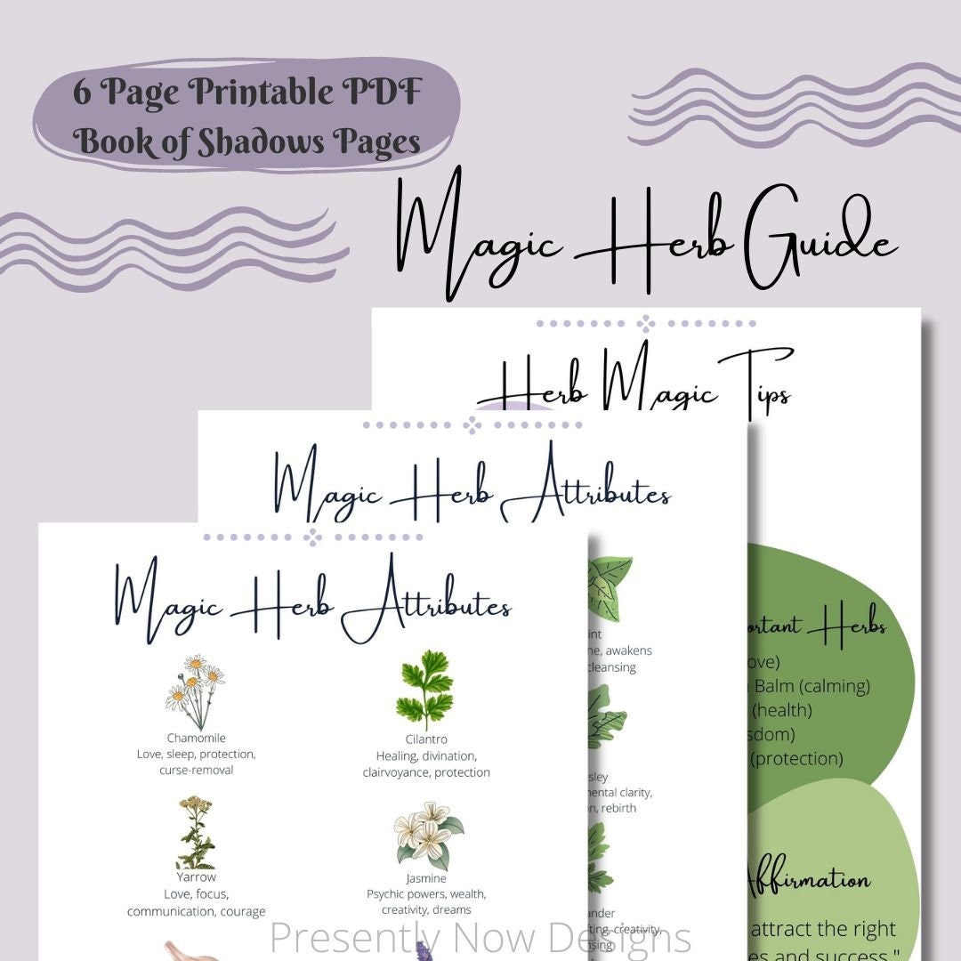 Magic Herb Guide | Common Herb Uses | Herbal Magic Template | Grimoire ...