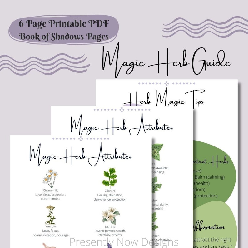 Magic Herb Guide | Book of Shadows, Kitchen Witch (PDF Pattern) - Etsy