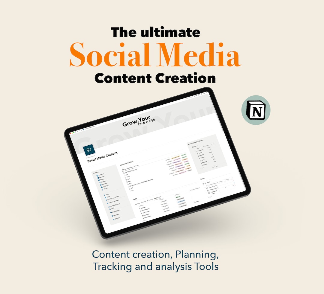 The Ultimate Social Media Content Creation, Notion Template, Content ...