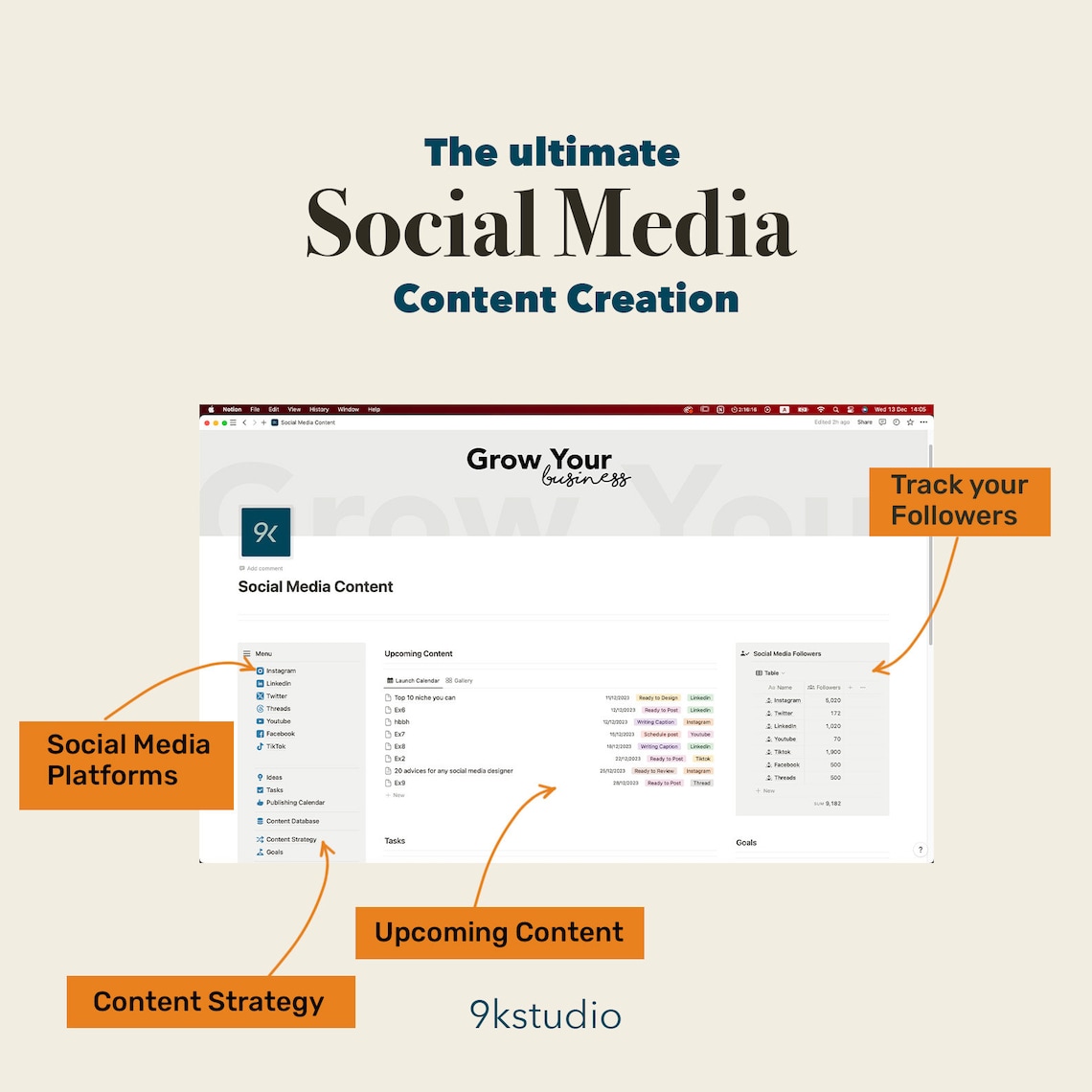 The Ultimate Social Media Content Creation, Notion Template, Content ...