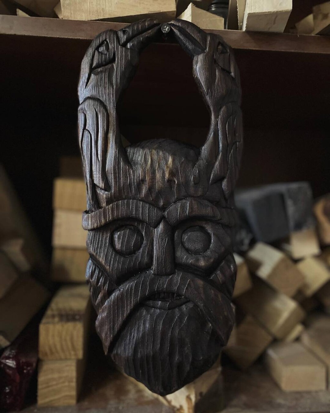 Odin Mask, Wotan Mask, Odin Statue, Odin Sculpture, Wooden Mask, Pagan ...