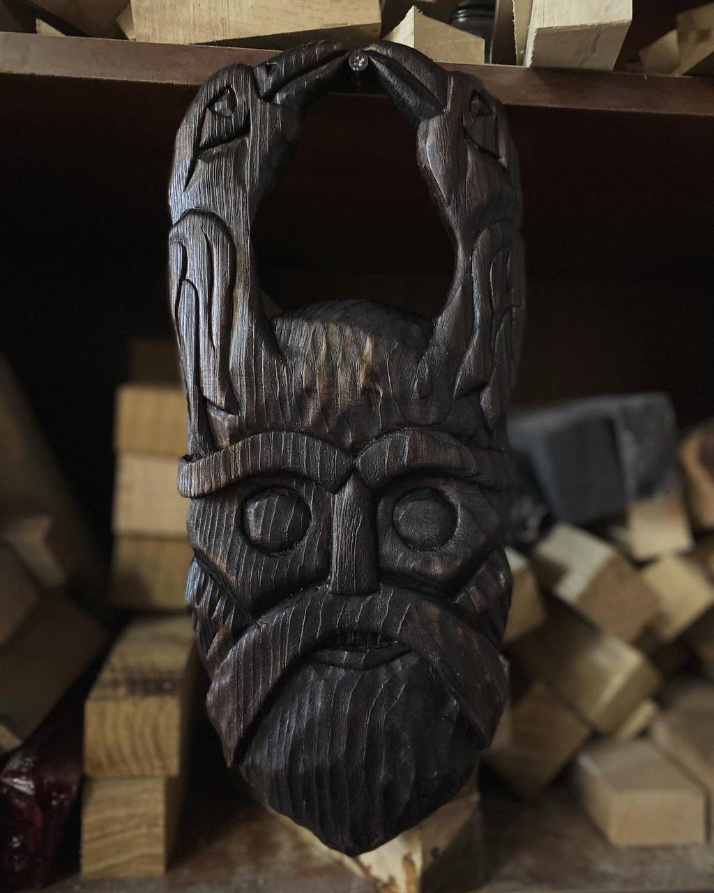 Odin Mask, Wotan Mask, Odin Statue, Odin Sculpture, Wooden Mask, Pagan ...